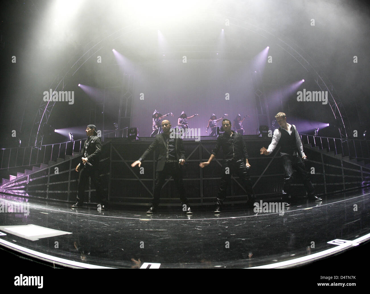 Brian, Howie, Nick and AJ of the ?Backstreet Boys? perform on stage at ...