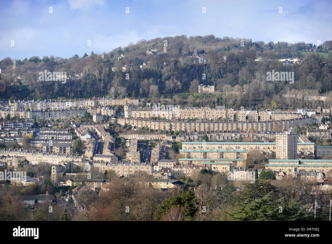 View across the rooftops of Bath including the Berkeley House block of ...
