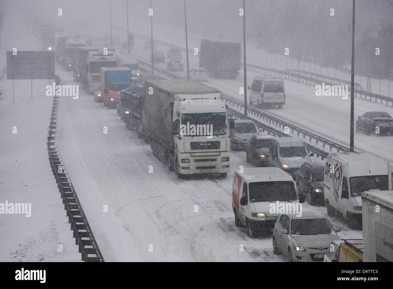 Gdansk, Poland 19th, March, 2013 Heavy snowfall hits Northern Poland ...