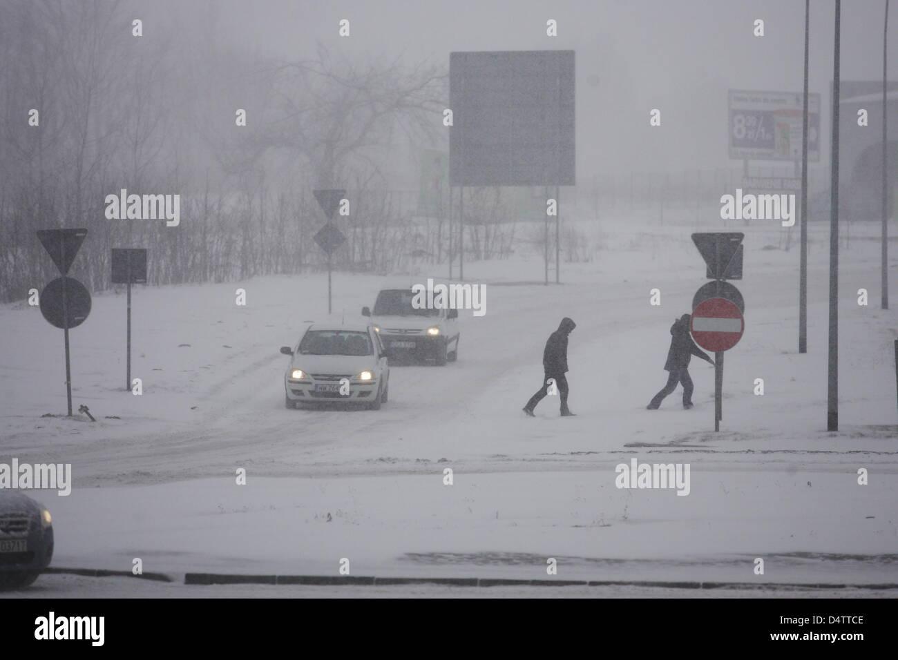 Gdansk, Poland 19th, March, 2013 Heavy snowfall hits Northern Poland ...