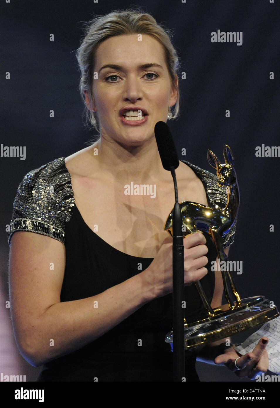 British actress Kate Winslet smiles with her Bambi 2009 award at the ...