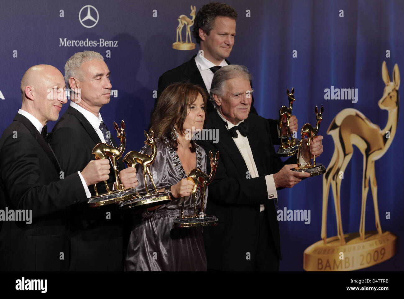 (L-R) German filmmakers Oliver Hirschbiegel, Roland Emmerich, Caroline ...