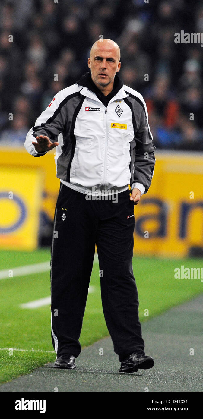 Moenchengladbach's coach Michael Frontzeck pictured prior to the German ...