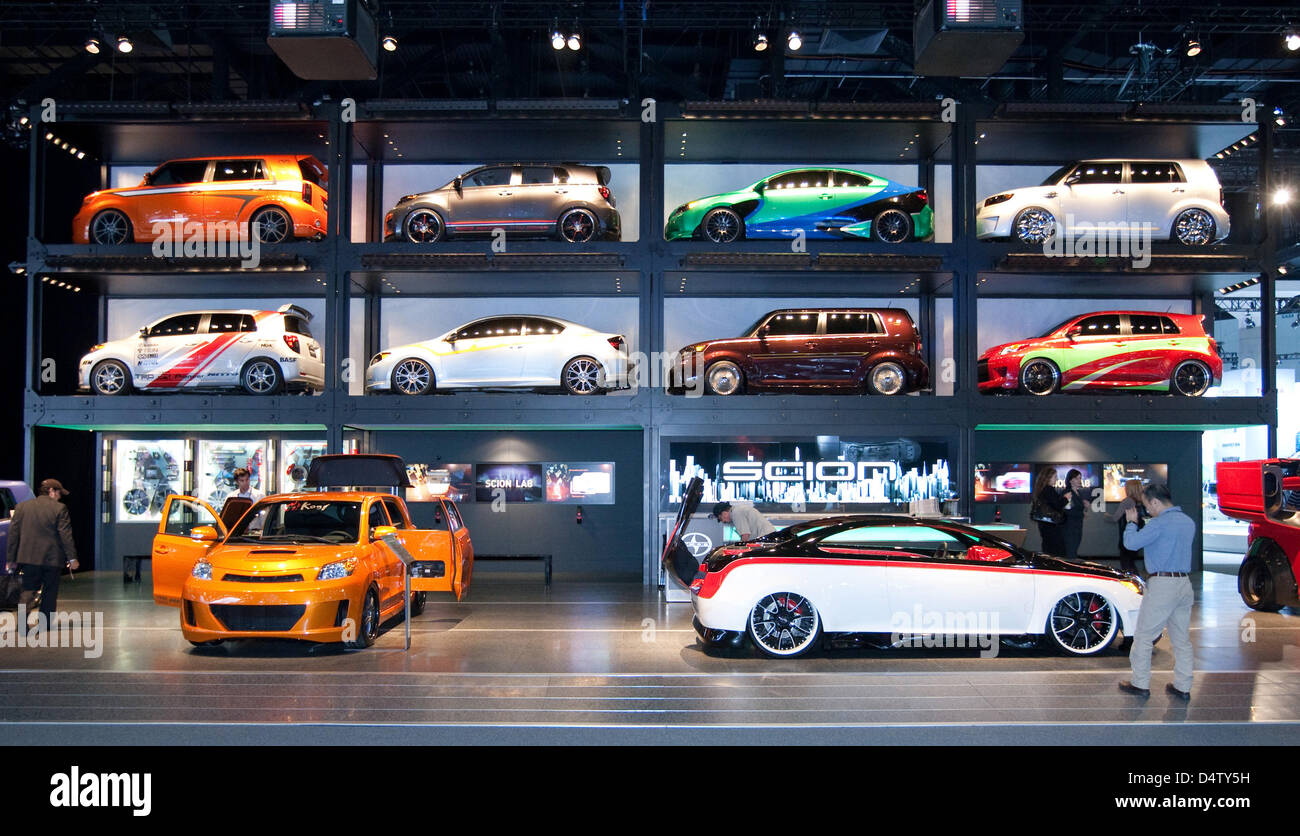 Cars by Scion stand at the LA Auto Show in Los Angeles, USA, 03 ...