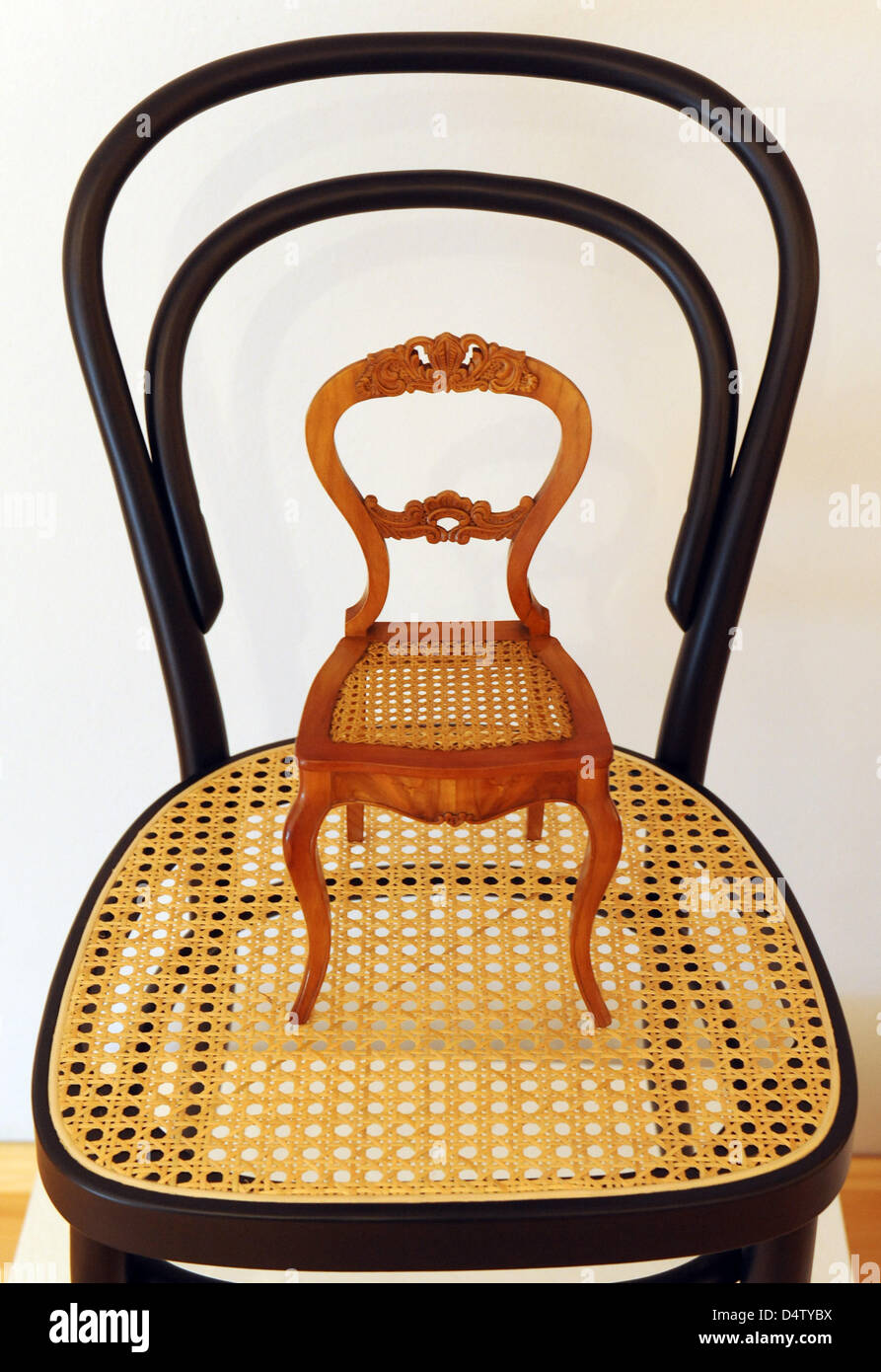 A historical sample chair on a scale of 1:5 is exhibited at the German ...