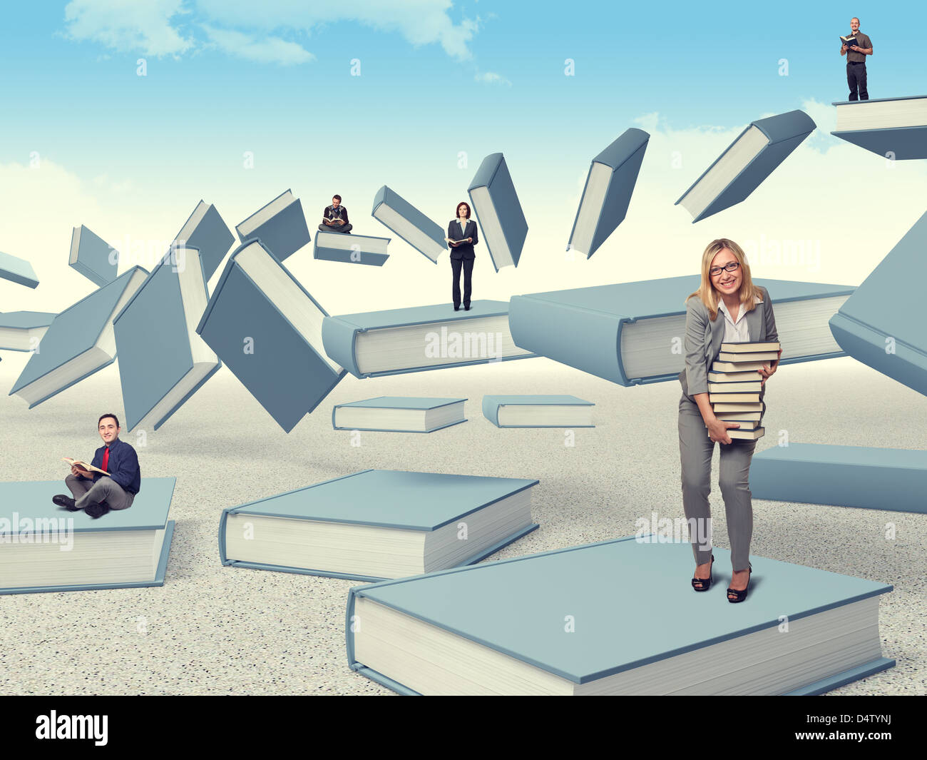 Illustration man standing on pile hi-res stock photography and images ...