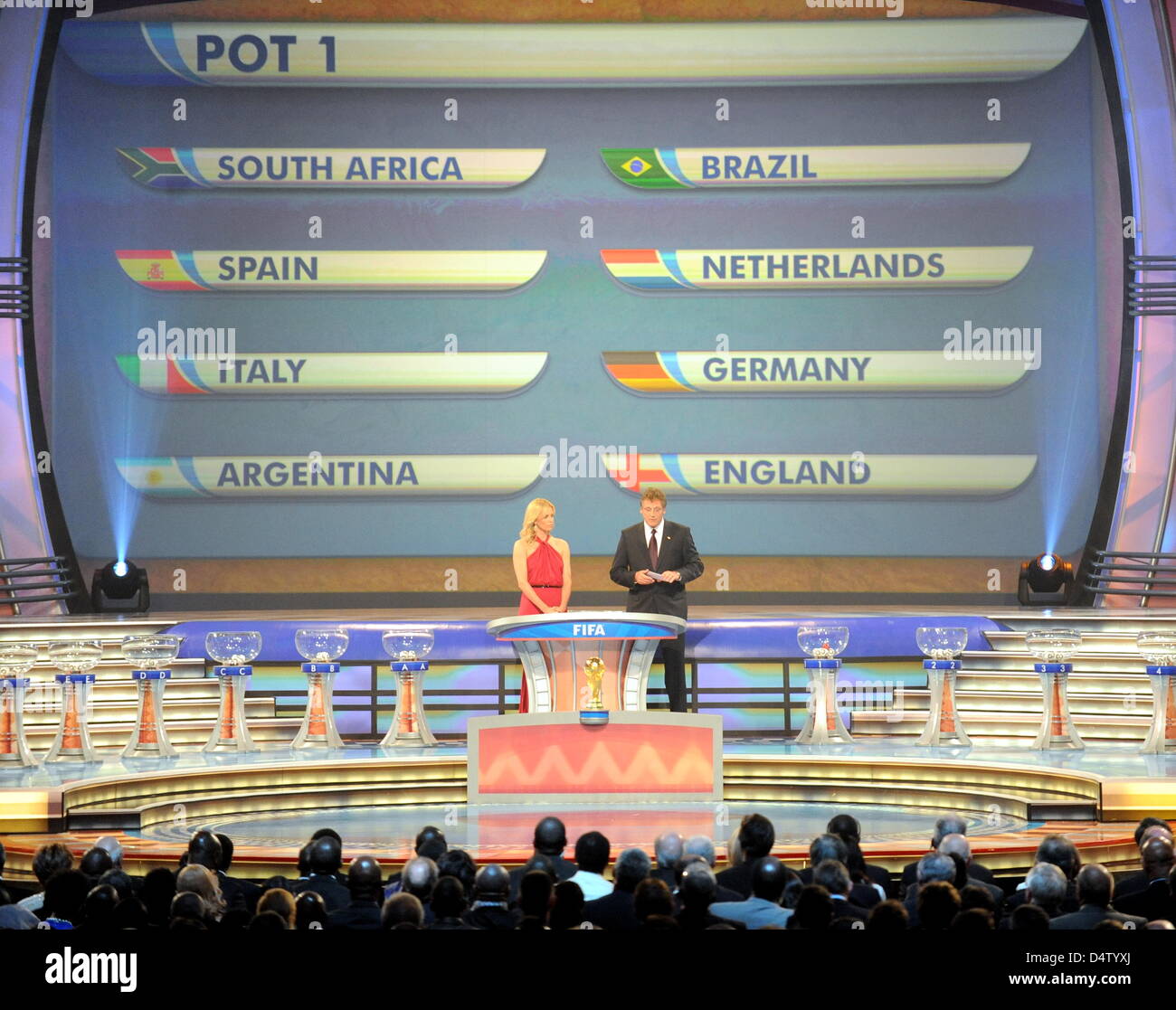 South African actress Charlize Theron (L) and FIFA Secretary-General ...