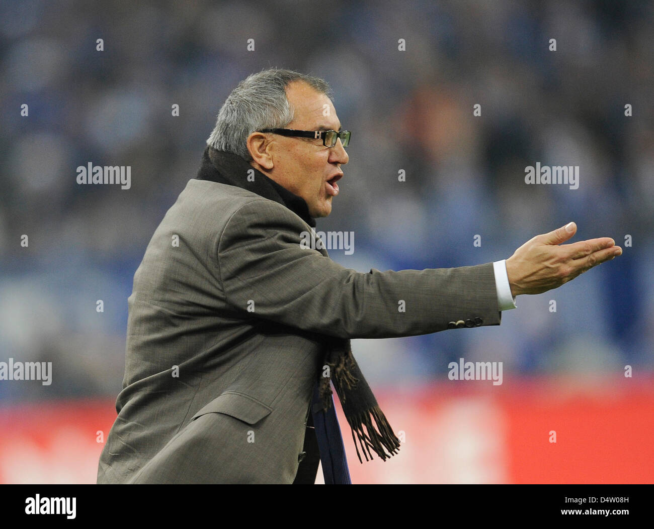 Schalke's manager Felix Magath gestures during the German Bundesliga ...
