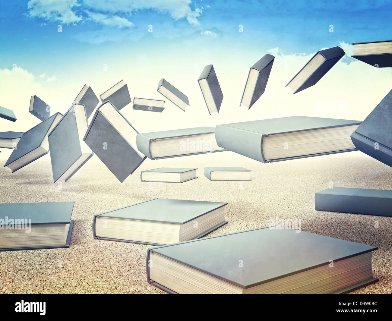3d image of flying books Stock Photo - Alamy