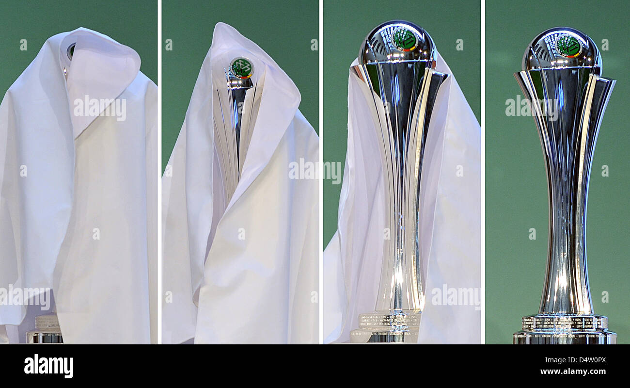 The newly designed German DFB Women's Soccer Cup trophy is unveiled at ...