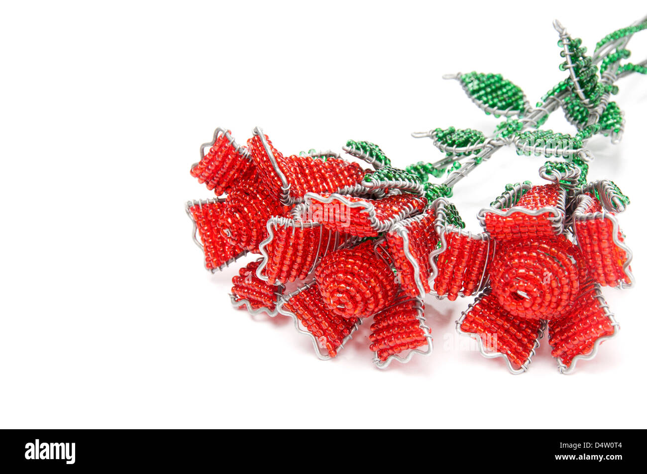 Three large red beaded roses Stock Photo - Alamy