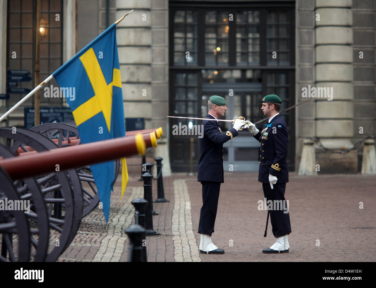 Swedish soldiers pictured during the change of guards at the Swedish ...