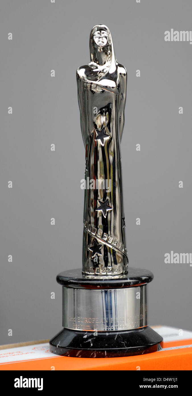 The European Film Awards trophy pictured in Bochum, Germany, 10 ...
