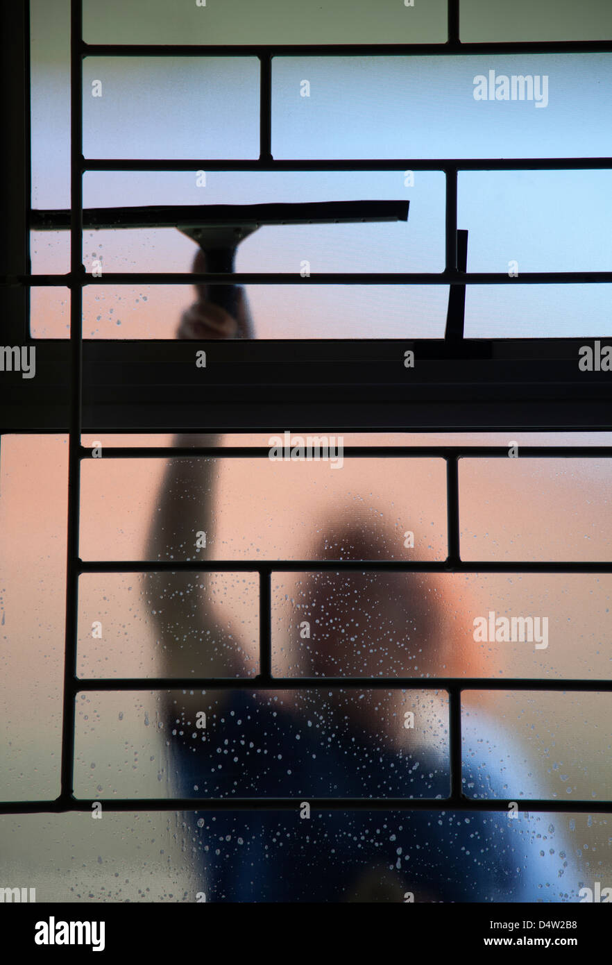 Person Cleaning Windows from outside Stock Photo - Alamy