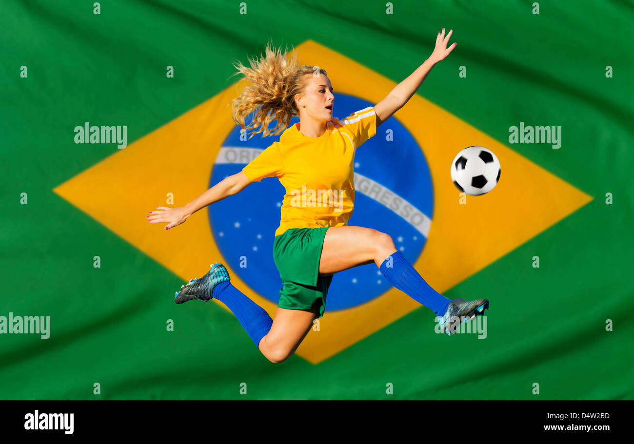 Brazilian soccer player brazilian flag hi-res stock photography and ...