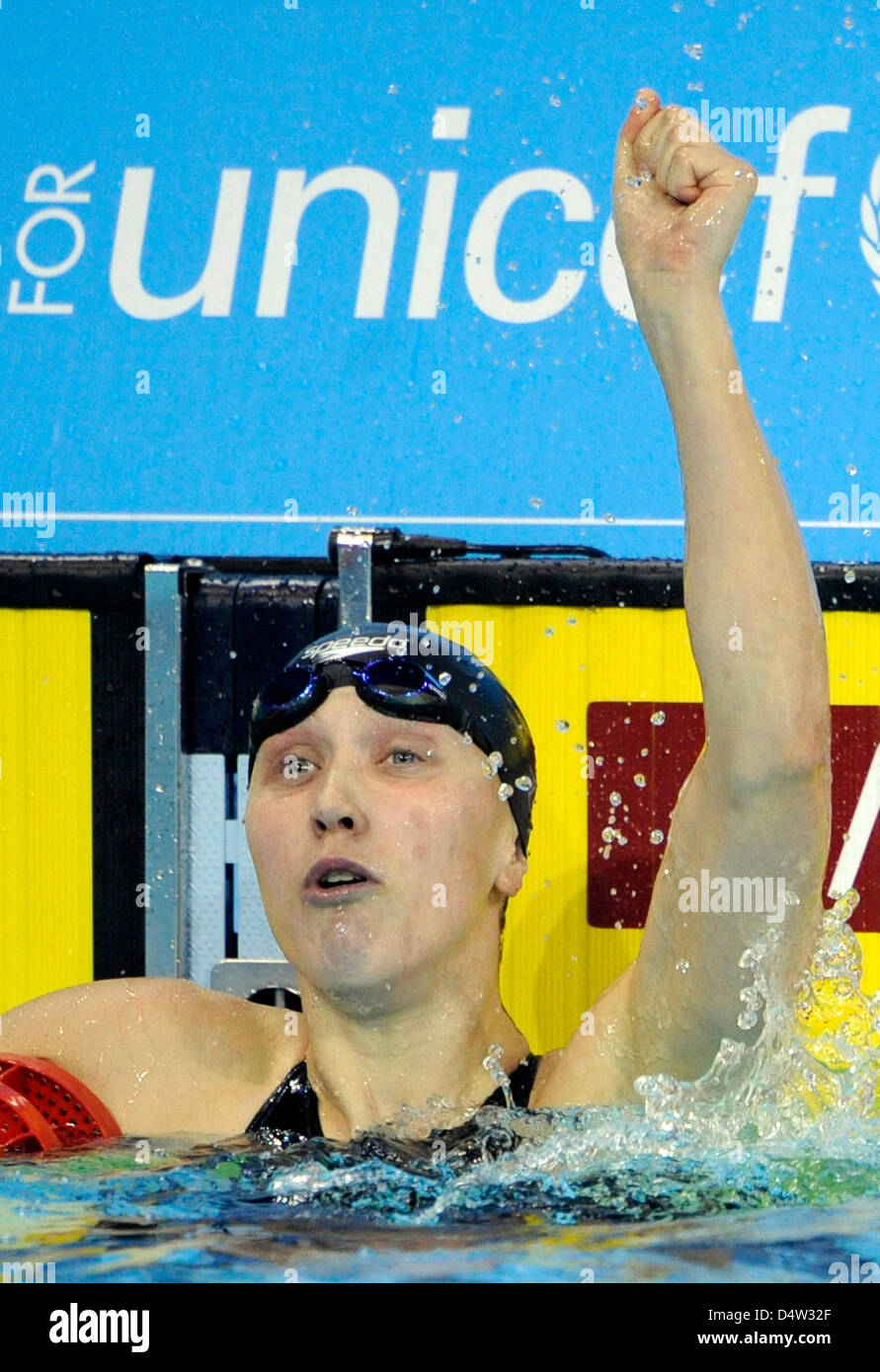 German Caroline Ruhnau celebrates after winning the women's 100m ...