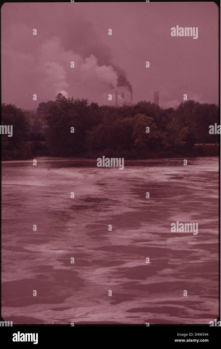 A photograph from June 1973 showing a view of the Androscoggin River ...