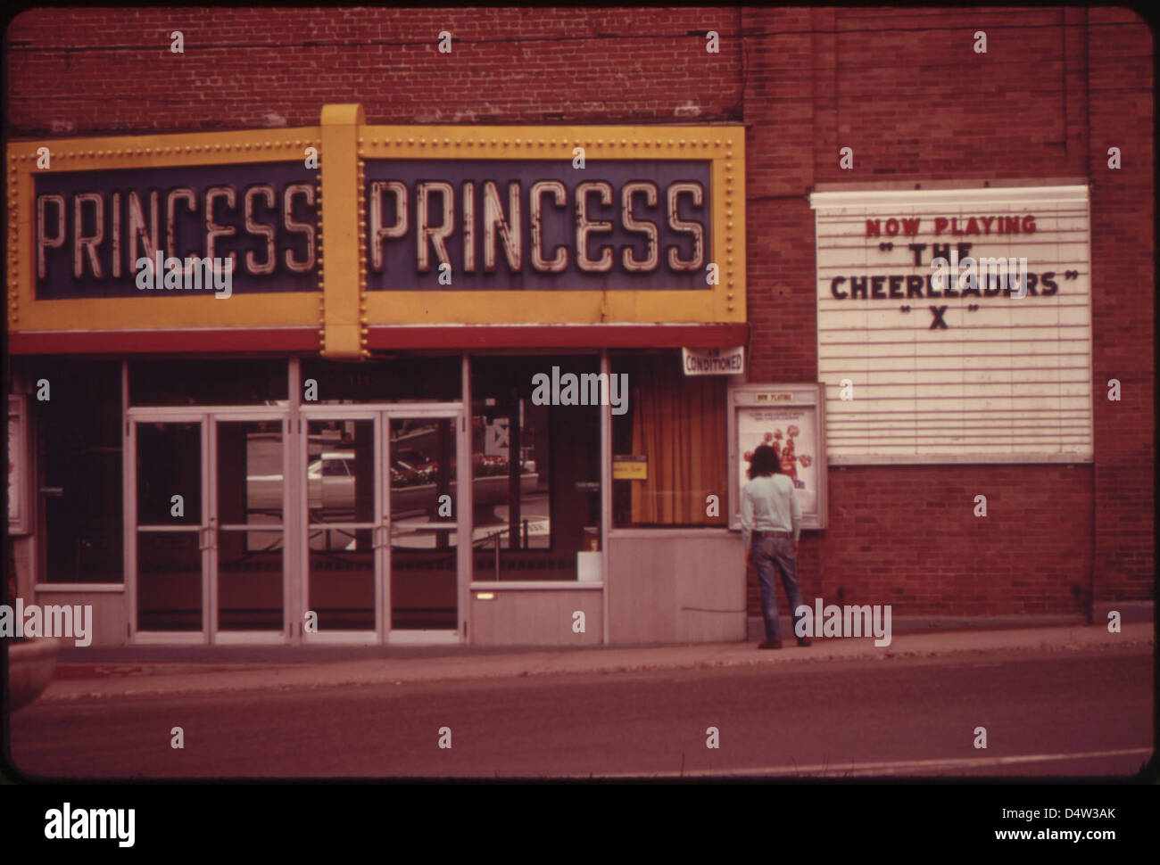 A photograph of the Princess Theater marquee in June 1973, part of the ...