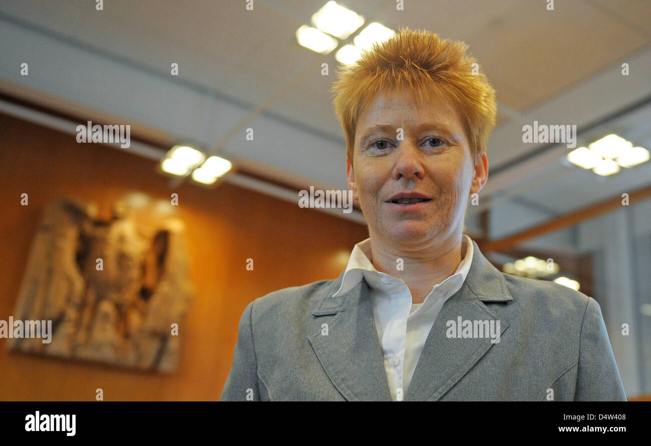 Die Vice President of the German Bundestag, Petra Pau, smiles in the ...