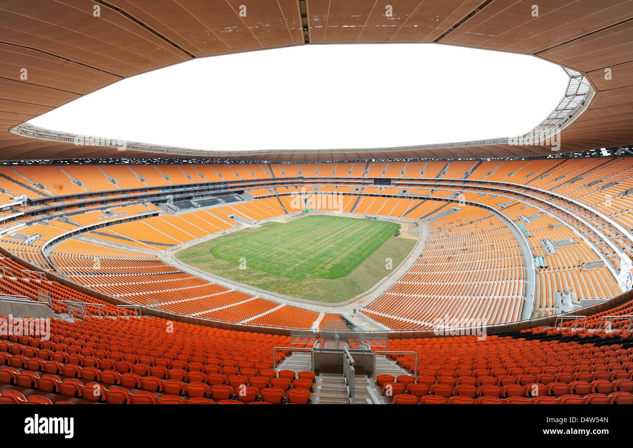 View over empty Soccer City stadium in Johannesburg, South Africa, 13 ...