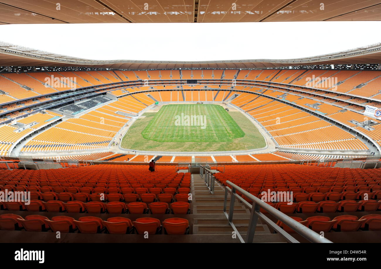 View over empty Soccer City stadium in Johannesburg, South Africa, 13 ...