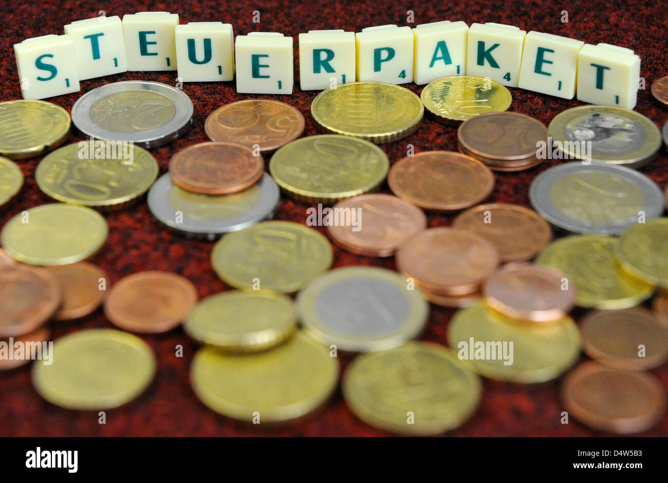 Scrabble letters form the writing 'Tax bundle' in Berlin, Germany, 18 ...
