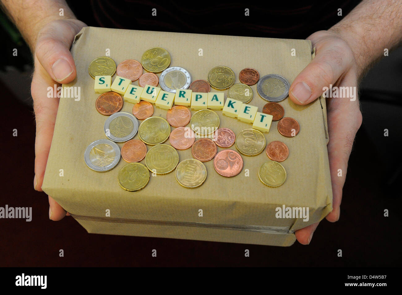 Scrabble letters form the writing 'Tax bundle' in Berlin, Germany, 18 ...