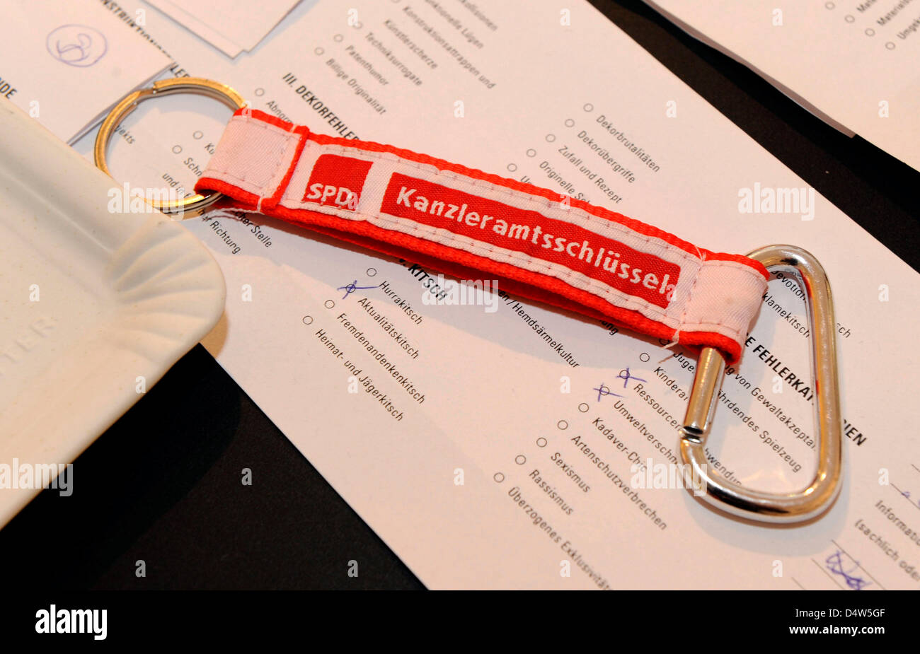 A key ring reading 'Chancellery Key' forms part of the exhibition 'The ...