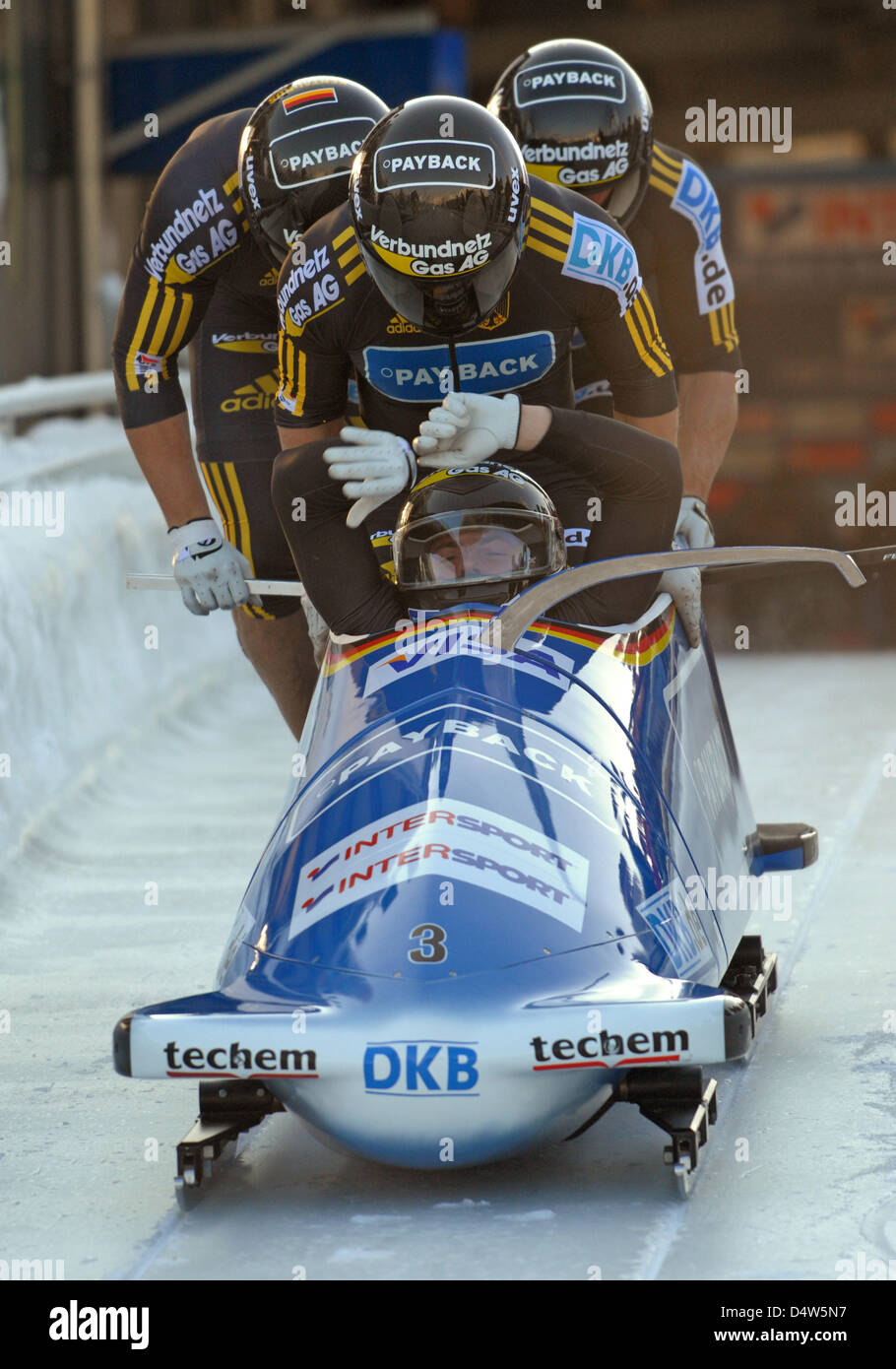 Four-man bob Germany 1 with Andre Lange, Rene Hoppe, Kevin Kuske and ...
