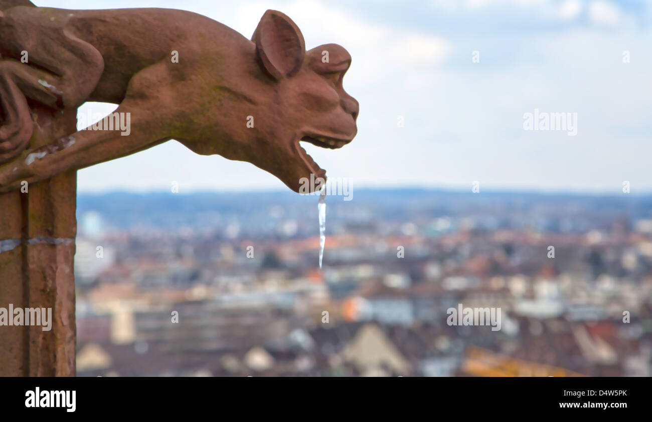 A Gargoyle on the outside of the Basel Cathedral, Switzerland. It was a ...