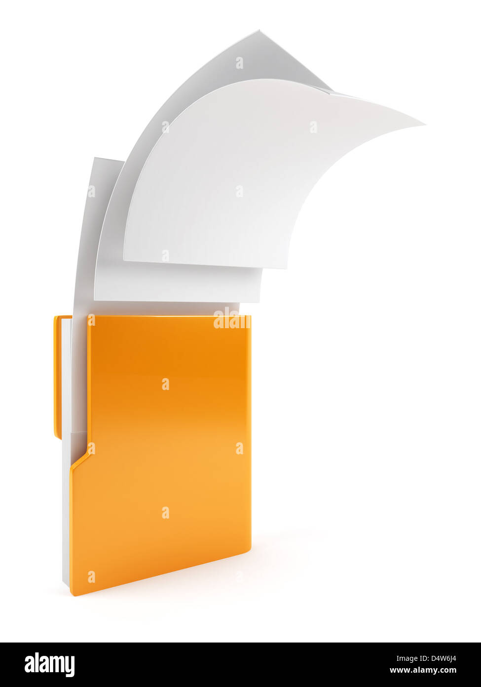 3d illustration of computer folder with flying documents. Isolated on ...