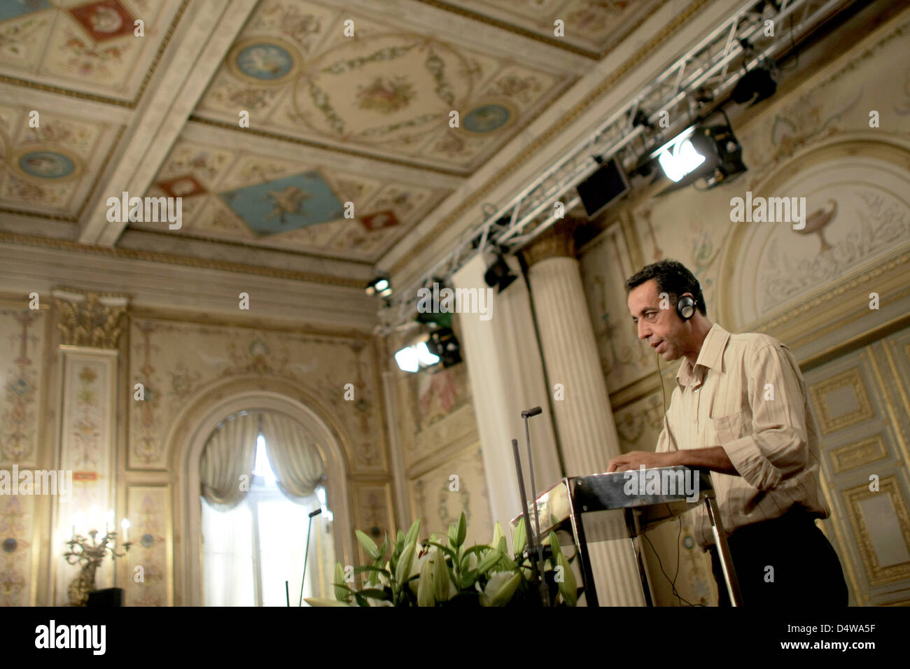 Palestinian Ismail Khatib holds a speach during the Award Ceremony of ...