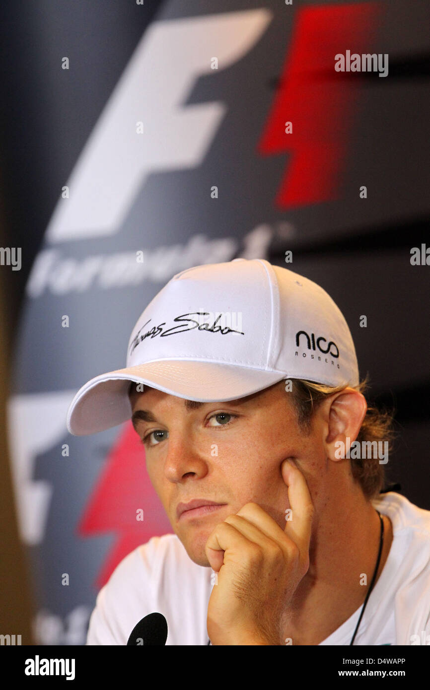 German Formula One driver Nico Rosberg of Mercedes GP speaks during a ...