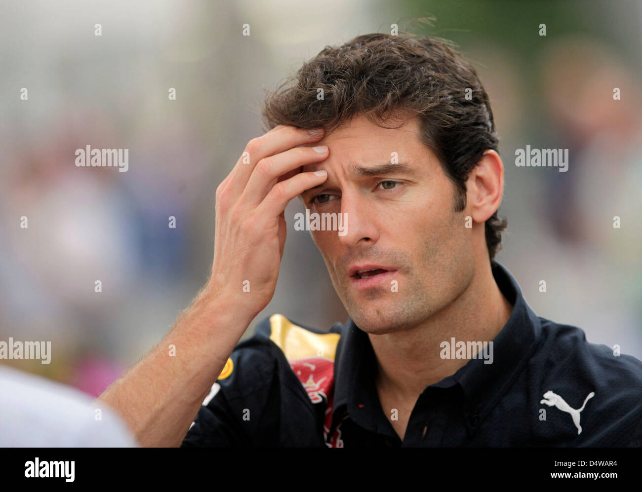 Australian Formula One driver Mark Webber of Red Bull gives an ...