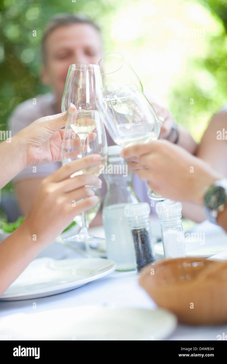 Family toasting each other at table Stock Photo - Alamy