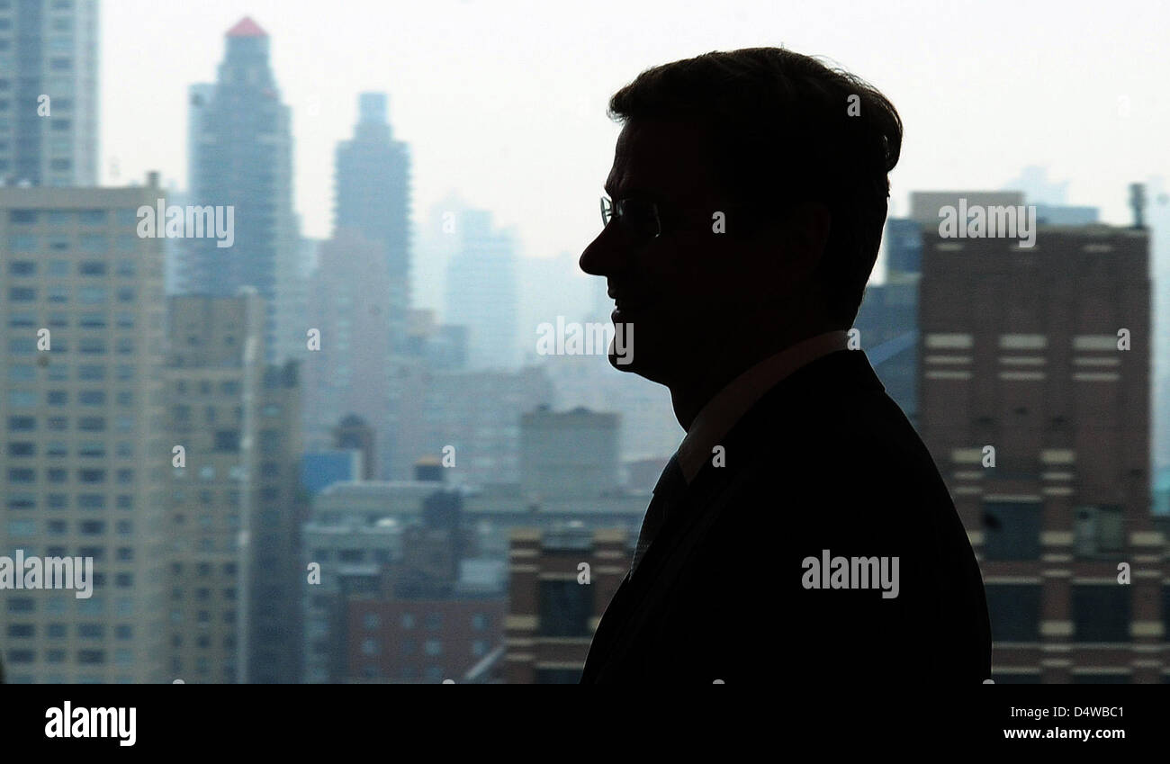 German Foreign Minister Guido Westerwelle is captured against a ...