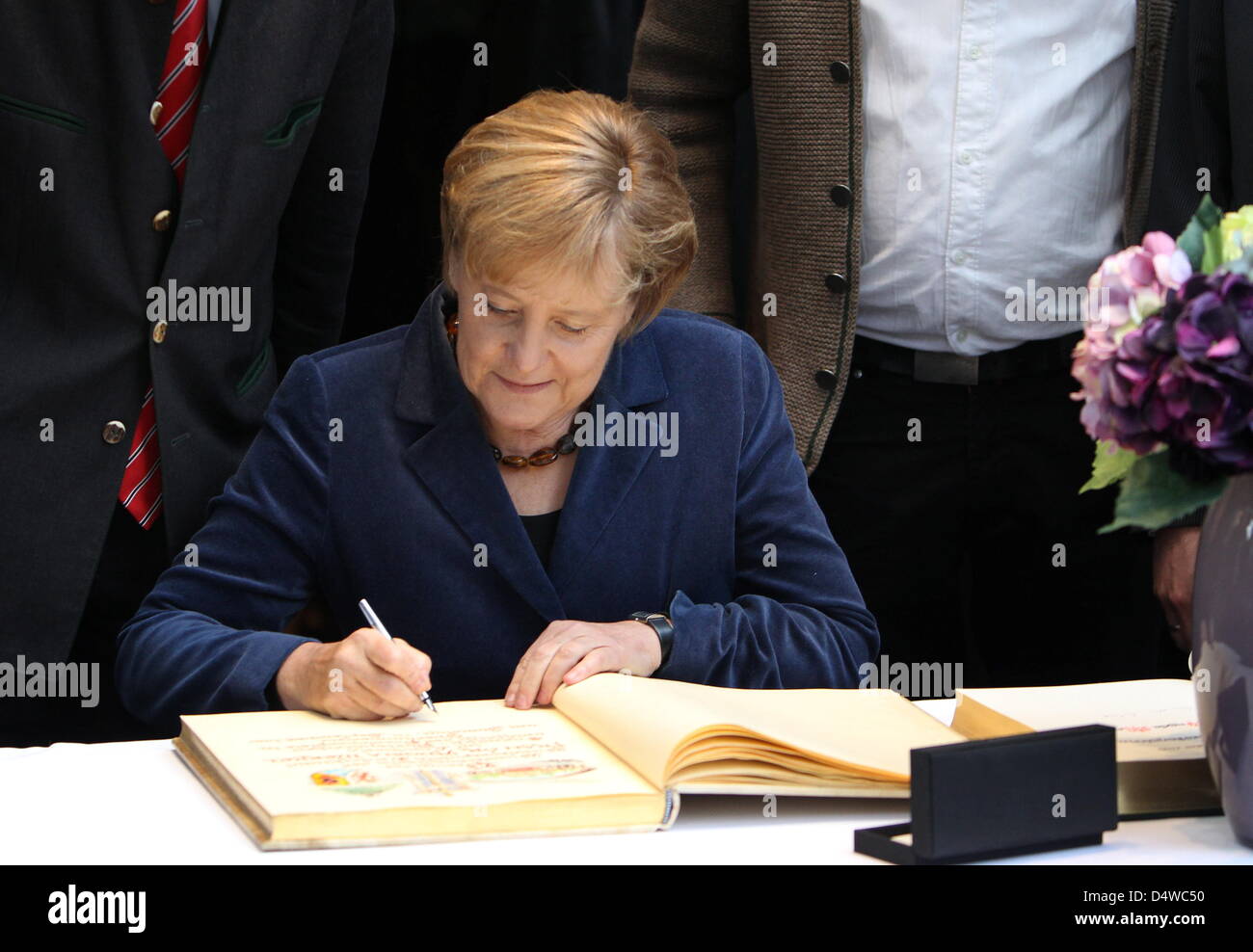 German chancellor Angela Merkel attends the Oberammergau passion play ...