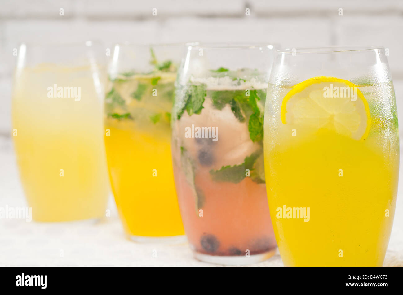 selection of fresh fruits colorful long drink cocktails Stock Photo - Alamy