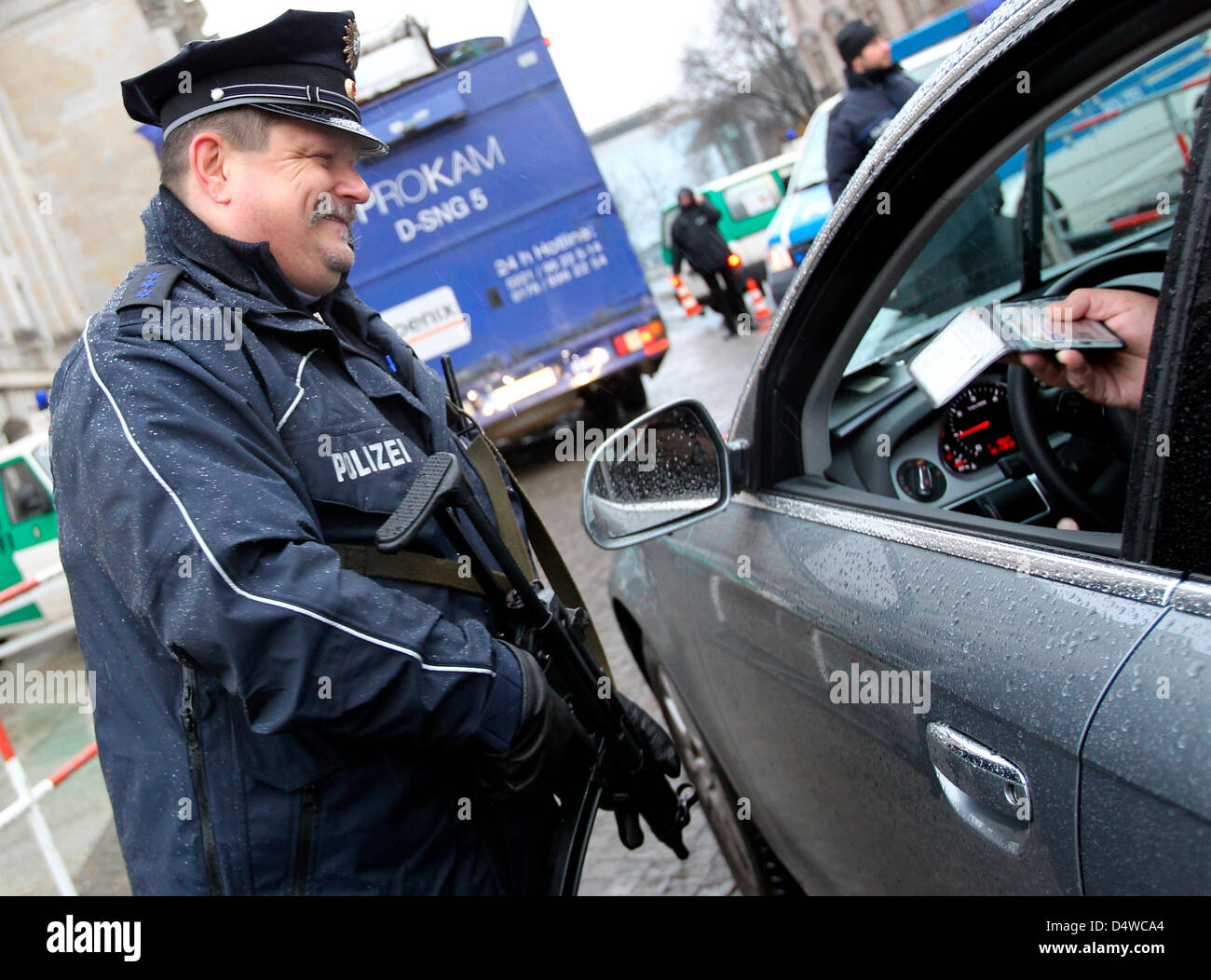 Police officers guard the Reichstag building in Berlin, Germany, 22 ...