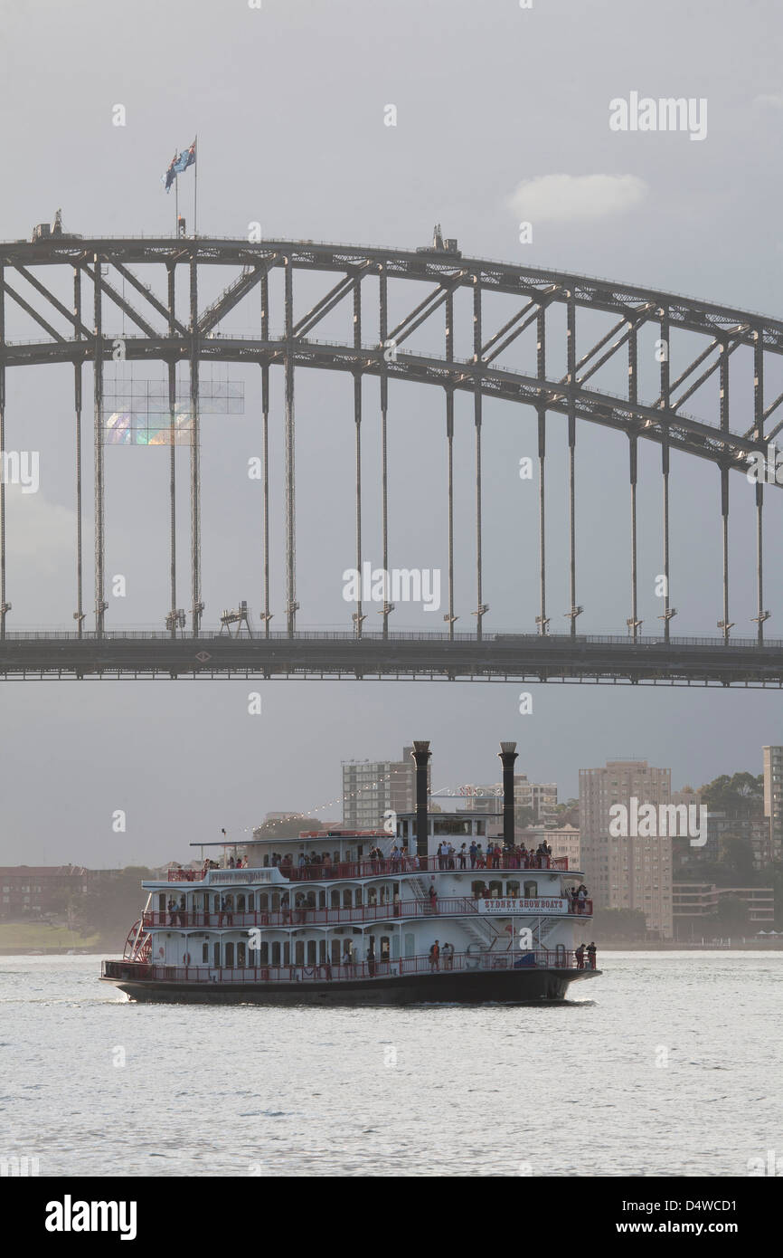 Show Boat Paddle Steamer passing under The Sydney Harbour Bridge Sydney ...