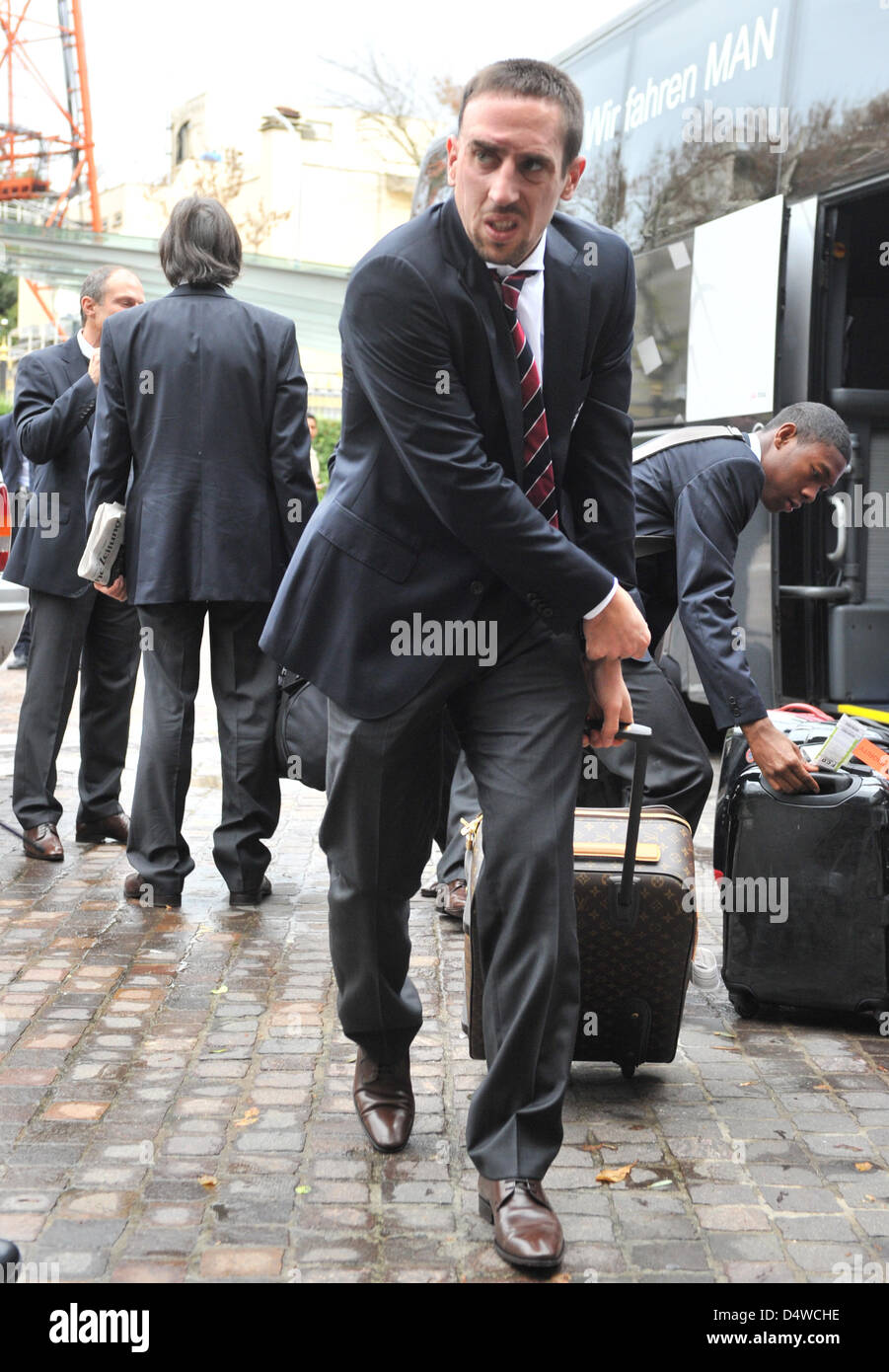 Franck Ribery arrives at the FC Bayern Munich's team hotel in Rome ...
