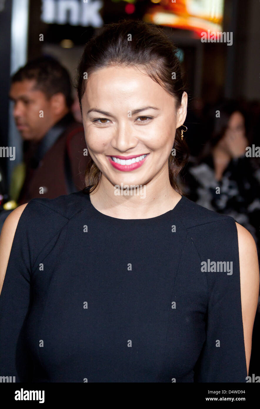 US actress Moon Bloodgood attends the premiere of the film 'Faster' at ...