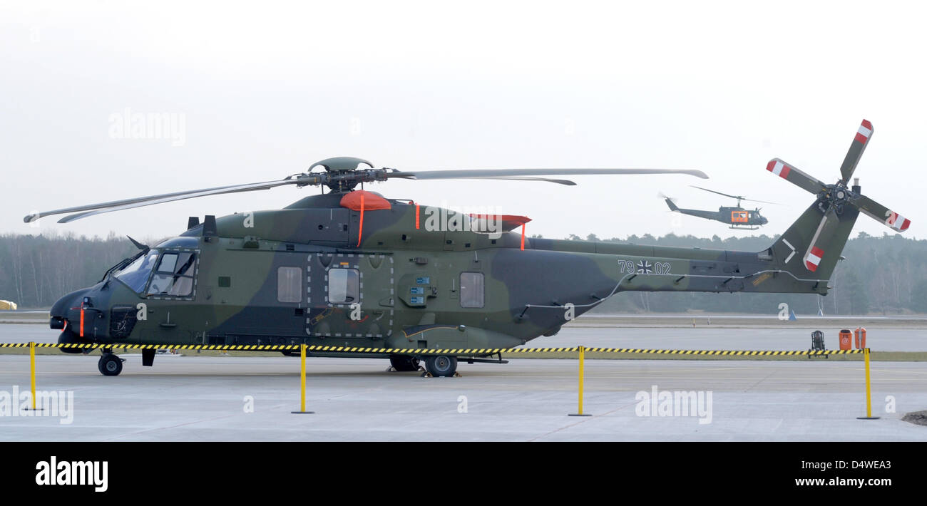 A new Bundeswehr (German armed forces) NH90 transport helicopter stands ...