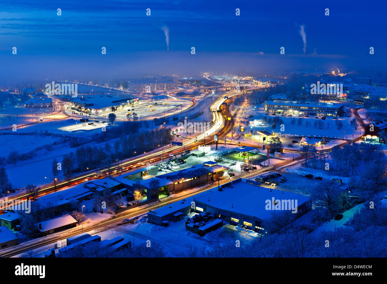 High angle view of winter over Hisingen, Gothenburg, Sweden, Europe ...