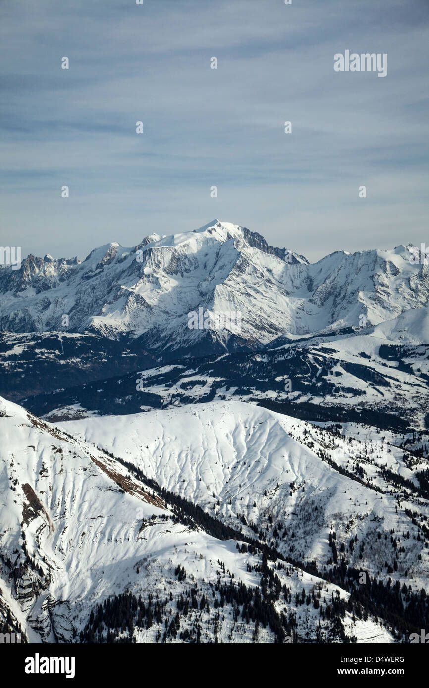 Aerial view of snowy mountains Stock Photo - Alamy