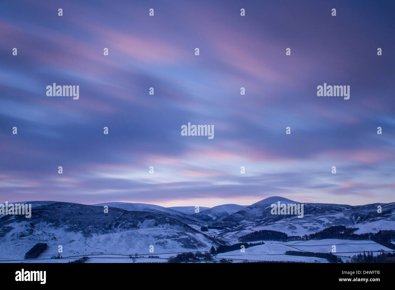 Winter Dawn over Upper Tweeddale Stock Photo - Alamy