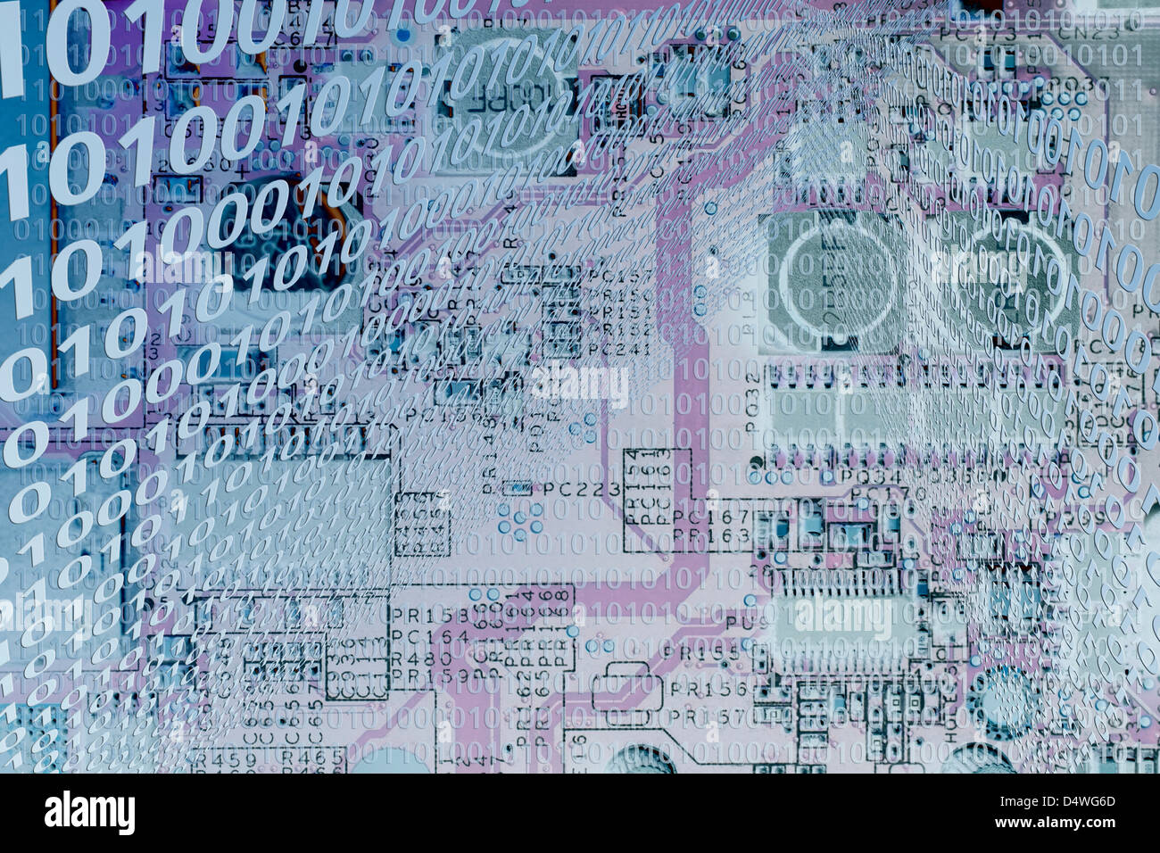 Illustration of microchip and binary Stock Photo - Alamy