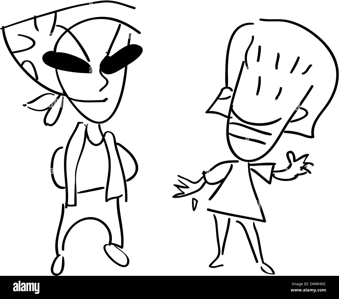 Two women line drawing Black and White Stock Photos & Images - Alamy