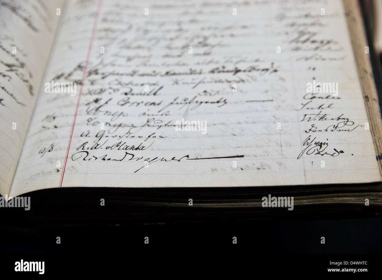 The original signature of German composer Richard Wagner is displayed ...