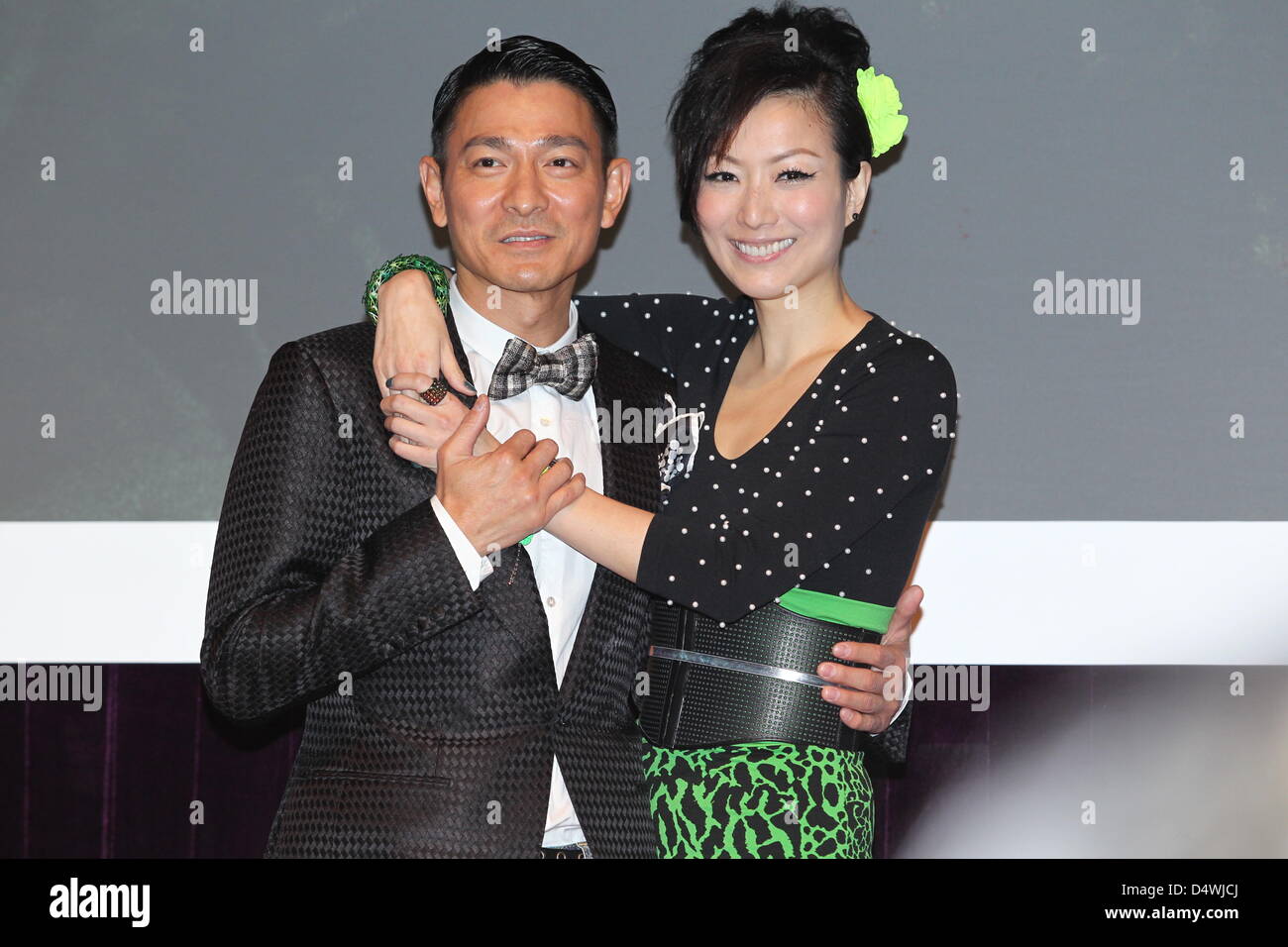 Andy Lau and Sammi Cheng attended press conference of movie Blind Detective in Hong Kong, China ...